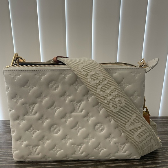 Louis Vuitton | Bags | Louis Vuitton Cream Crossbody Bag With Gold ...
